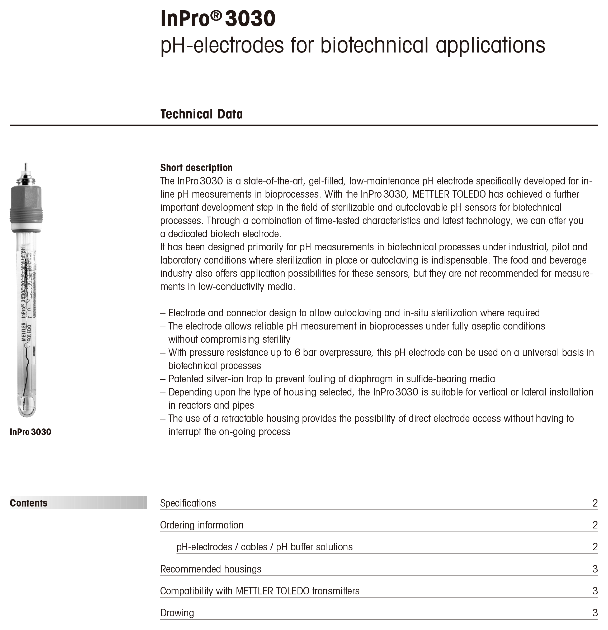 梅特勒(METTLER) InPro 3030系列 PH电极 120mm~425mm 梅特勒 【图片 价格 品牌 报价】 - 将来网(JIANGLAIWANG.COM)-环保工业品综合平台