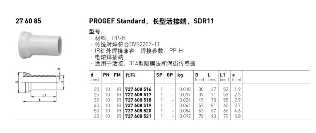 GF PROGEF Standard 长型活接端 SDR11 PP-H PN10 公制 DN15/d20~DN50/d63 GF 【图片 价格 品牌 报价】 - 将来网 ...